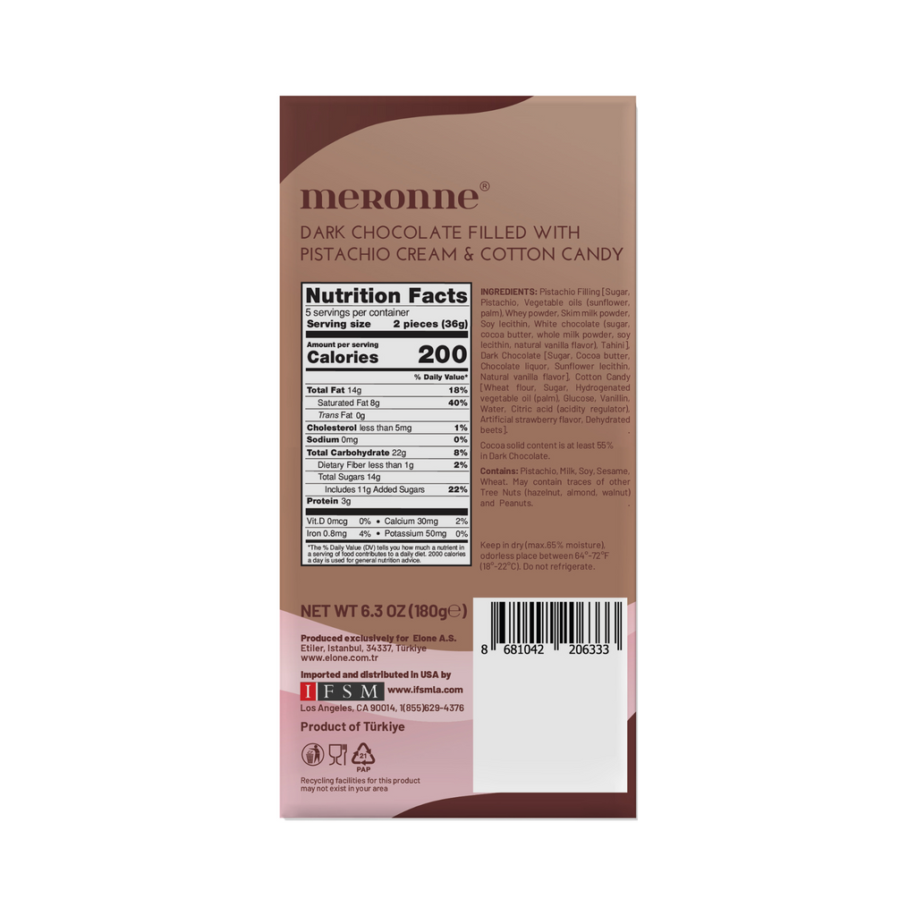 Meronne Angel Hair Chocolate Bar – Dark Chocolate with Pistachio Cream ...